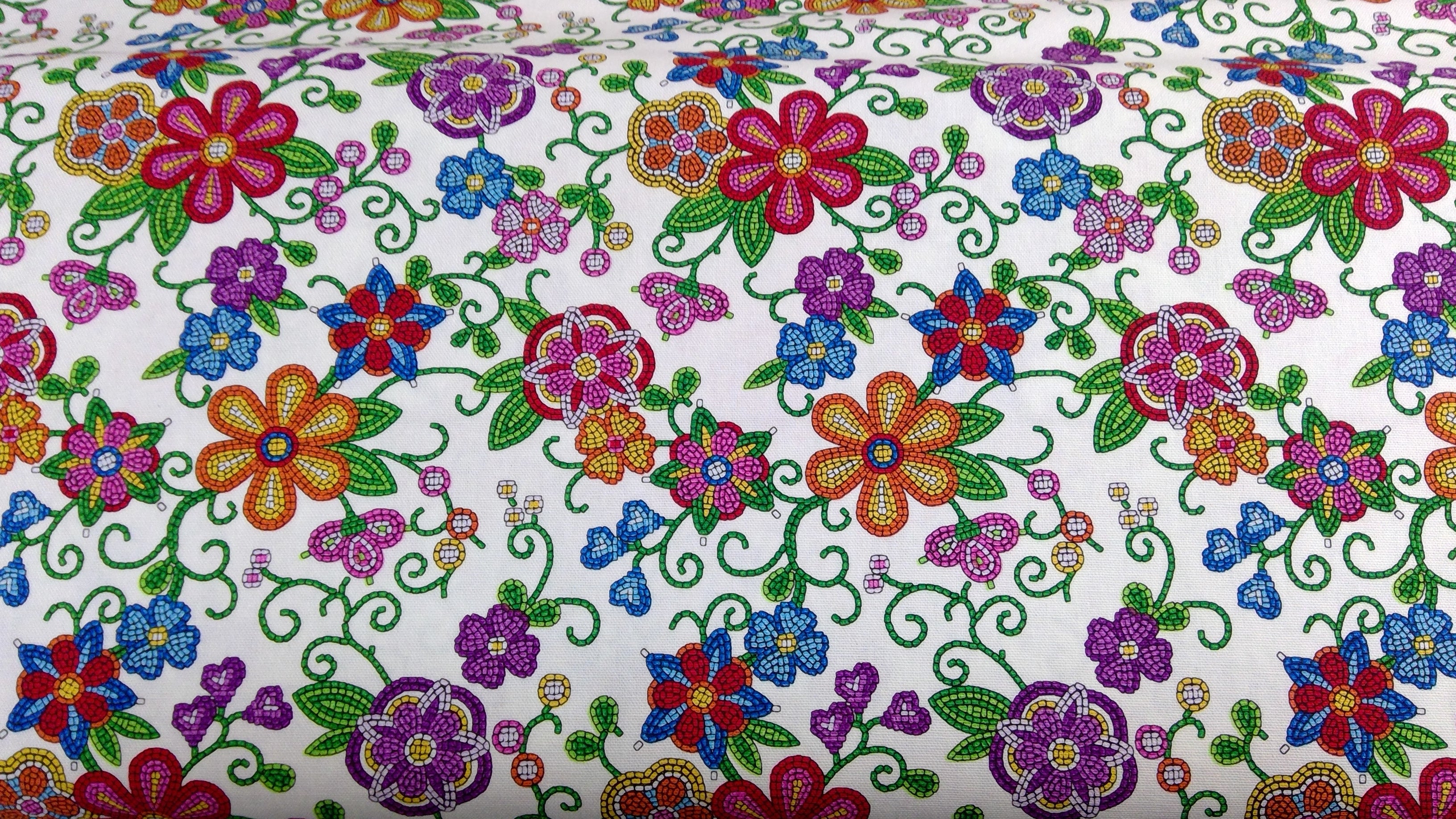 Canvas Beaded Floral 1 Canvas Cream – W Dry Goods & Gifts